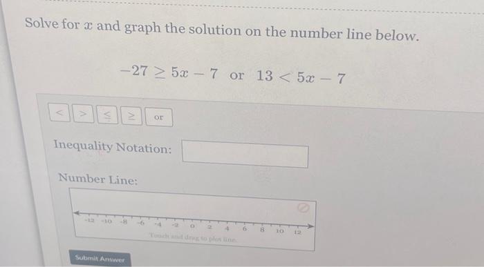 Solved Solve for x and graph the solution on the number line | Chegg.com