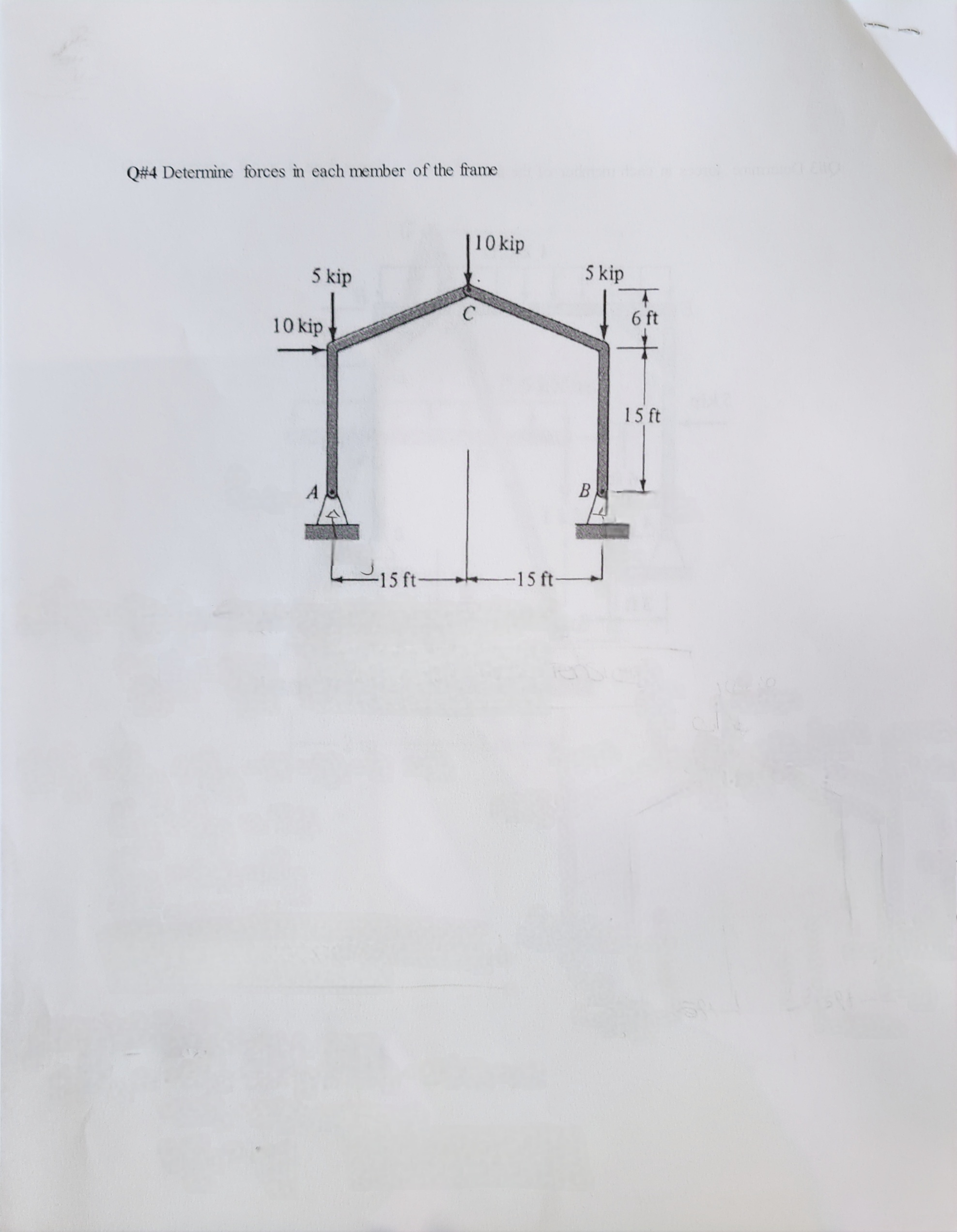 Solved Q\#4 ﻿Determine forces in each member of the frame | Chegg.com