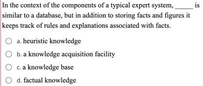 Solved In the context of the knowledge base component of an | Chegg.com