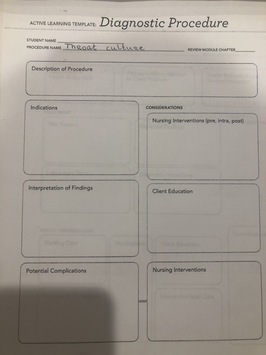 Solved ACTIVE LEARNING TEMPLATE: Diagnostic Procedure | Chegg.com