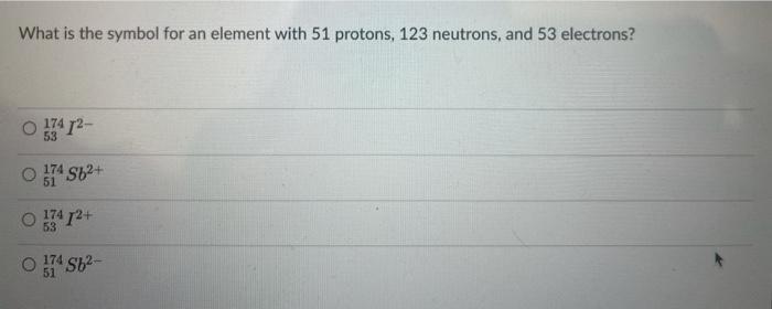 Solved What is the symbol for an element with 51 protons, | Chegg.com