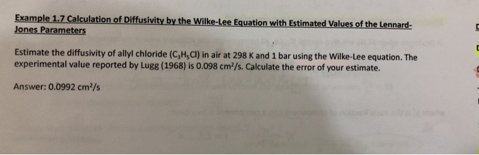 Solved Example 1.7 Calculation of Diffusivity by the | Chegg.com