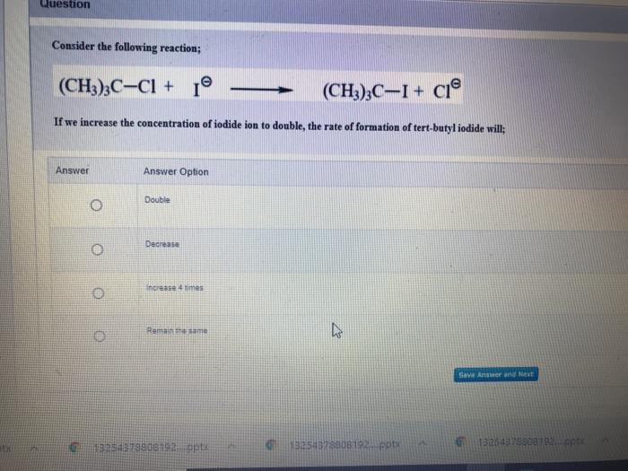 Solved Question Consider the following reaction; (CH3)3C-C1 | Chegg.com