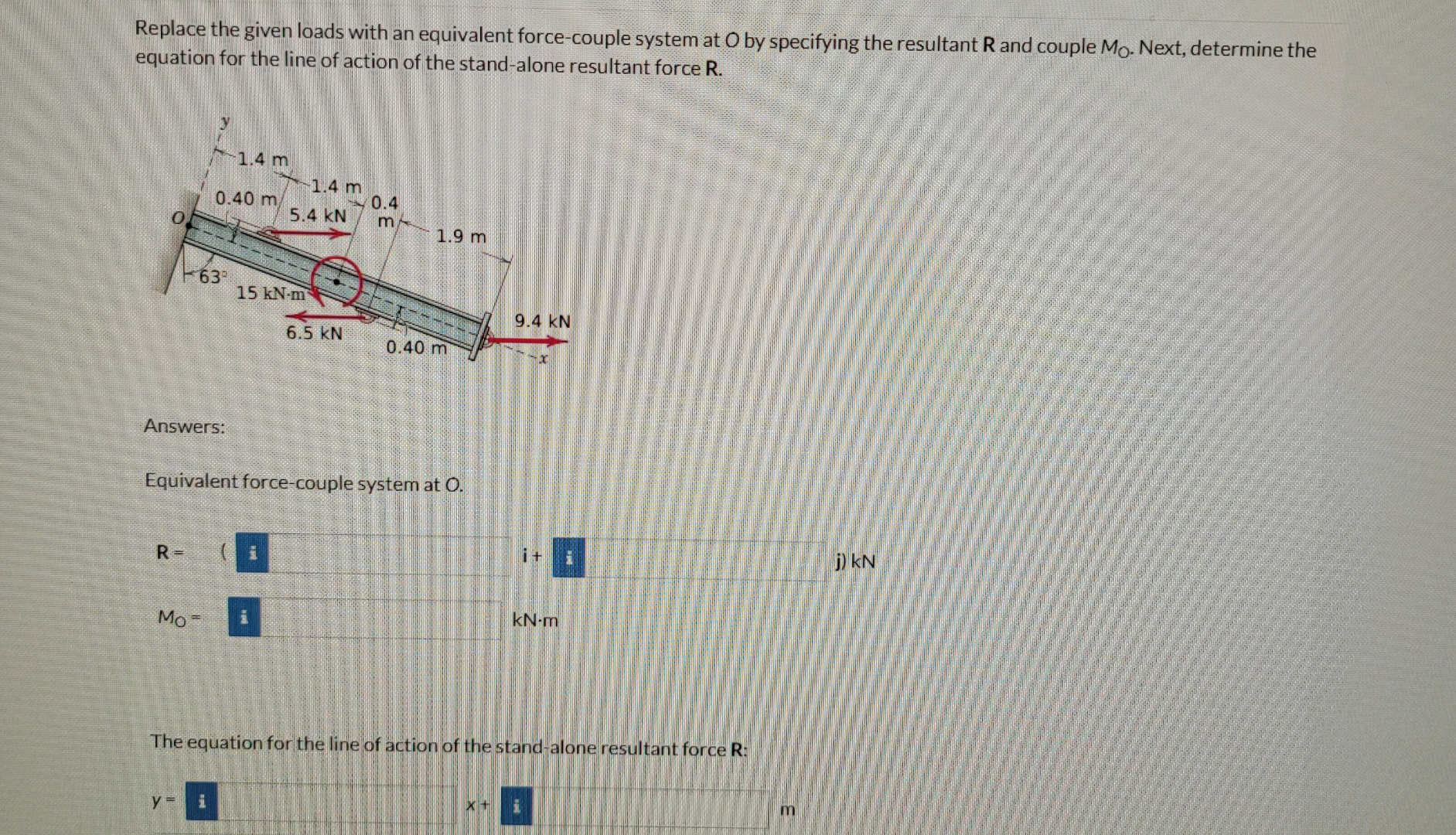 Solved Replace the given loads with an equivalent | Chegg.com