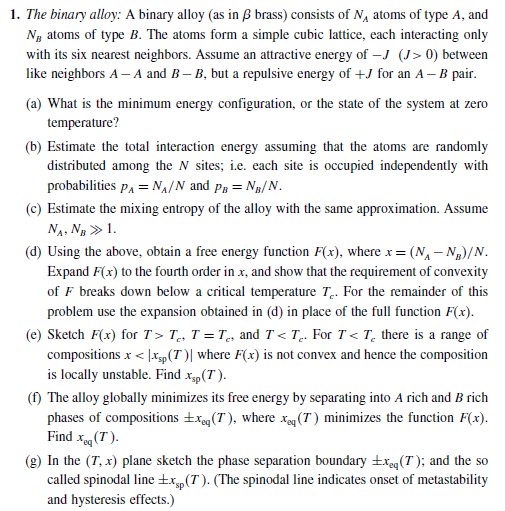 Solved The binary alloy: A binary alloy (as in β ﻿brass) | Chegg.com