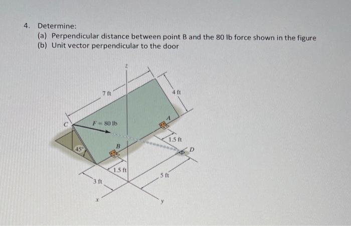 Solved 4. Determine: (a) Perpendicular distance between | Chegg.com