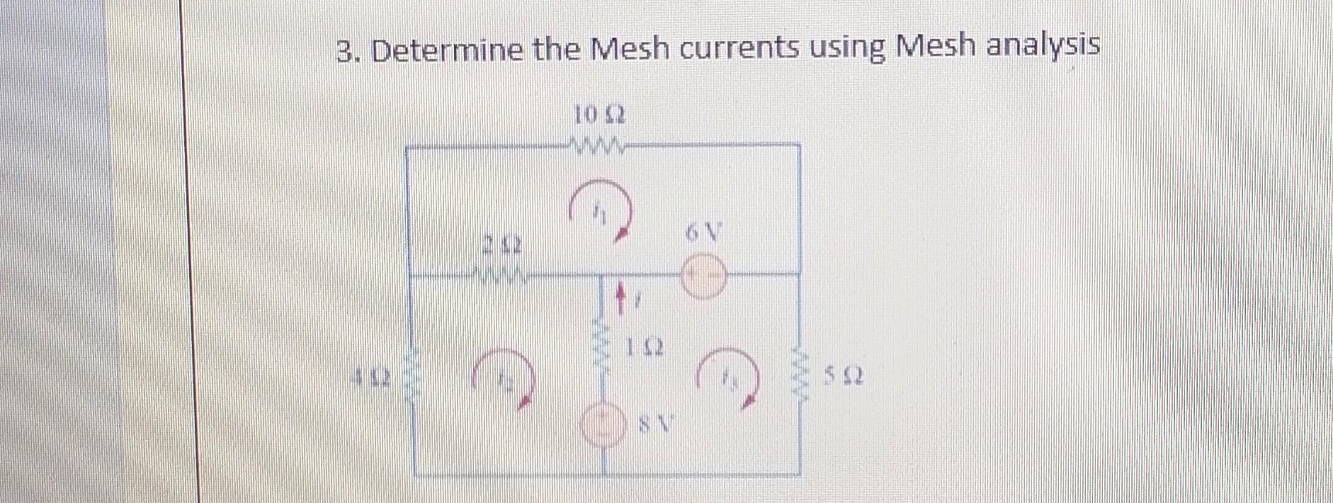 Solved 3. Determine the Mesh currents using Mesh analysis | Chegg.com