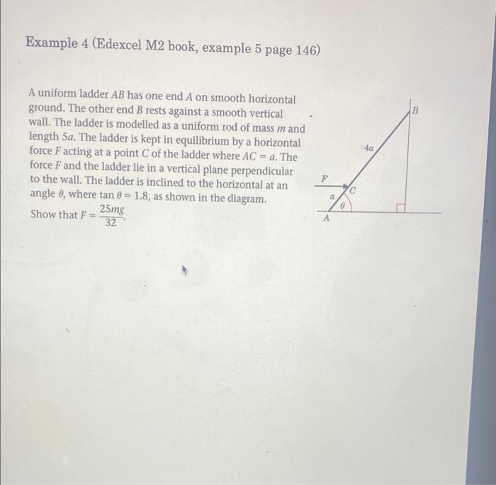Solved Example 1 (Edexcel M2 book, example 1 page 143) T T A | Chegg.com