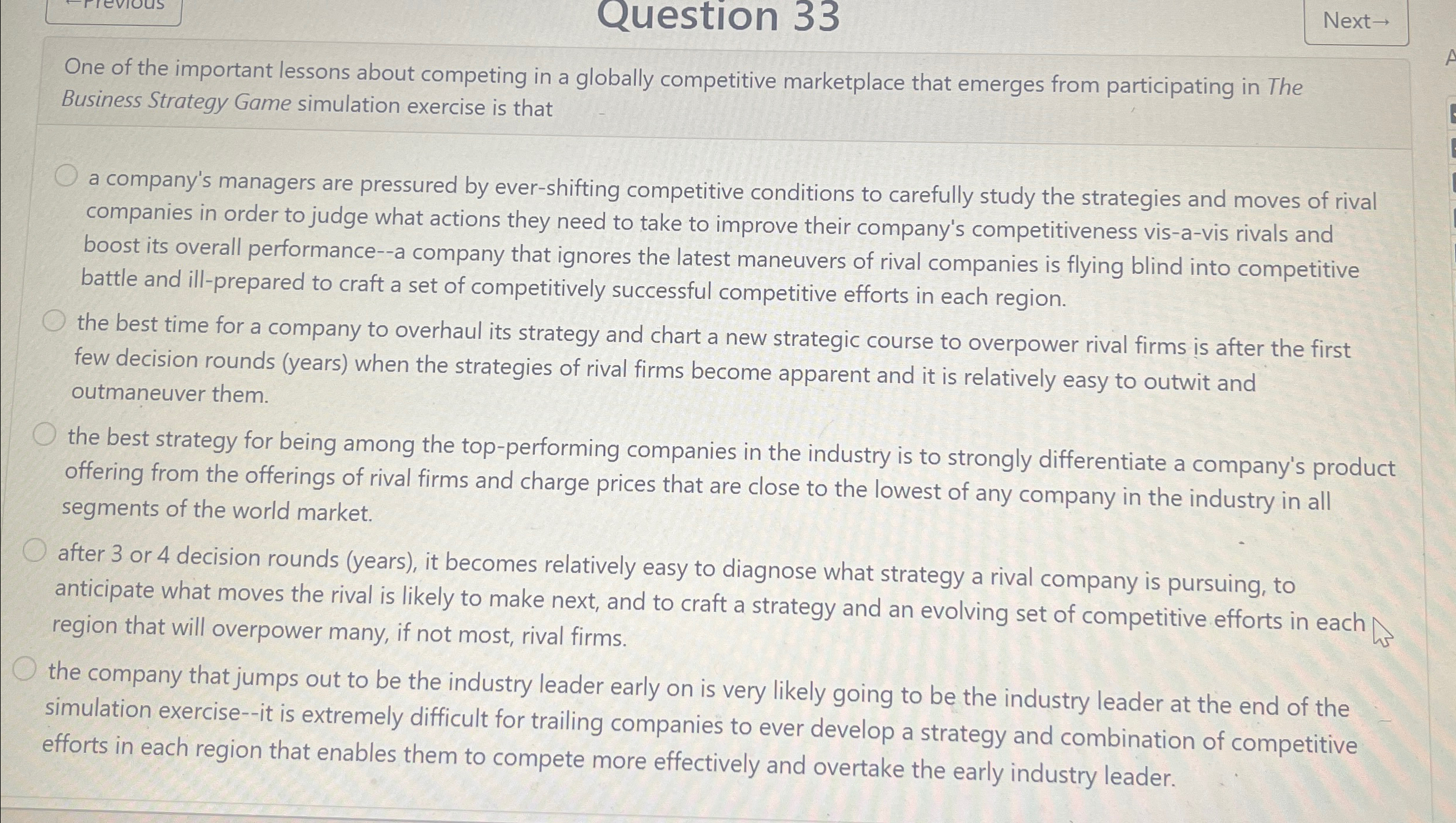 Solved Question 33Next →One of the important lessons about | Chegg.com