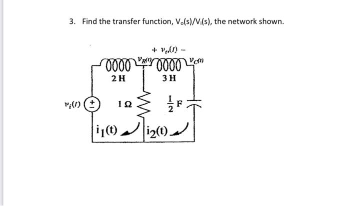 Solved 3. Find the transfer function, V0(s)/Vi(s), the | Chegg.com