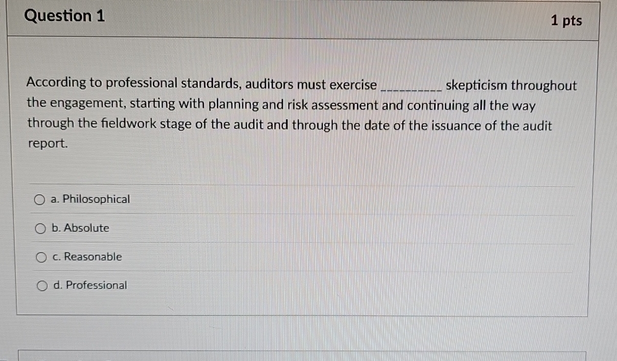 Solved Question 11 ﻿ptsAccording to professional standards, | Chegg.com