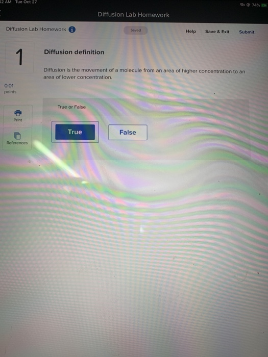 Solved 2 AM Tue Oct 27 @ 74% Diffusion Lab Homework | Chegg.com