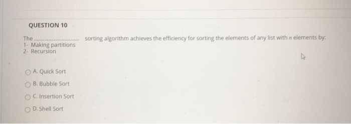 Solved QUESTION 1 If we apply insertion sort for sorting the | Chegg.com