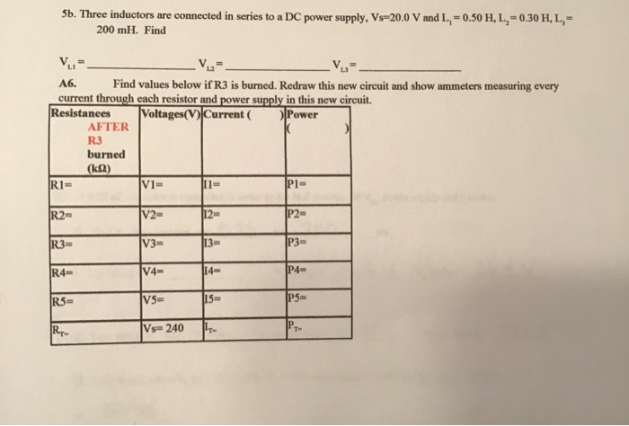 Solved 5b. Three inductors are connected in series to a DC | Chegg.com