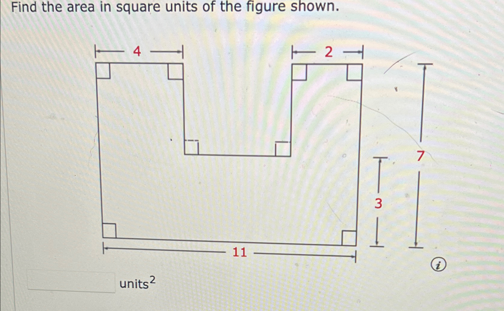 Solved Find the area in square units of the figure | Chegg.com