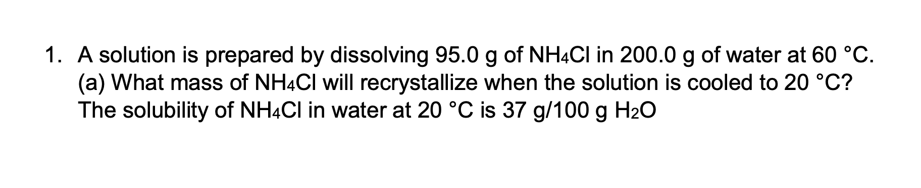 Solved A solution is prepared by dissolving 95.0g ﻿of NH4Cl | Chegg.com
