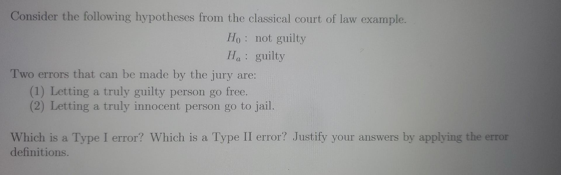 Solved Consider the following hypotheses from the classical | Chegg.com