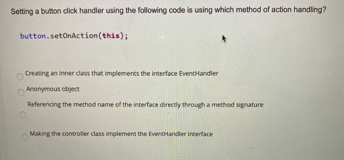 Solved Setting a button click handler using the following | Chegg.com