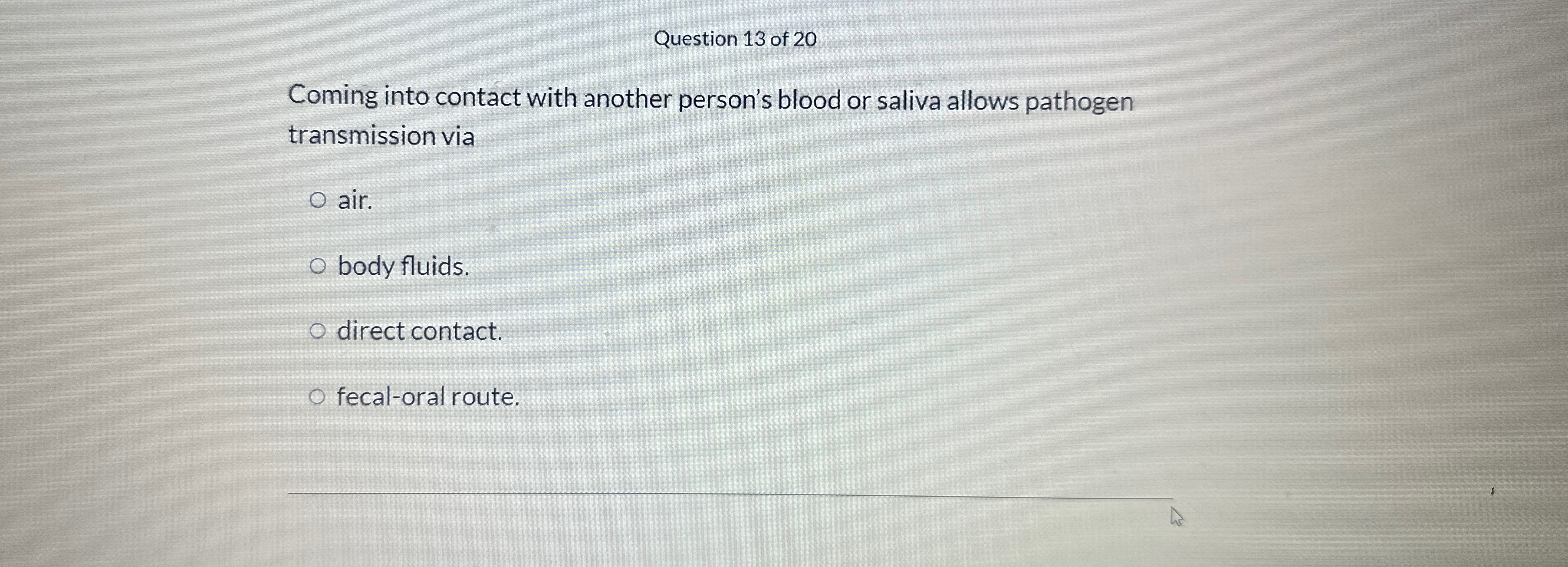 Solved Question 13 ﻿of 20Coming into contact with another | Chegg.com
