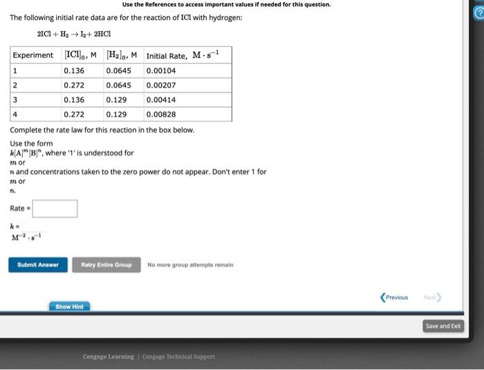 Solved The following initial rate data are for the reaction | Chegg.com