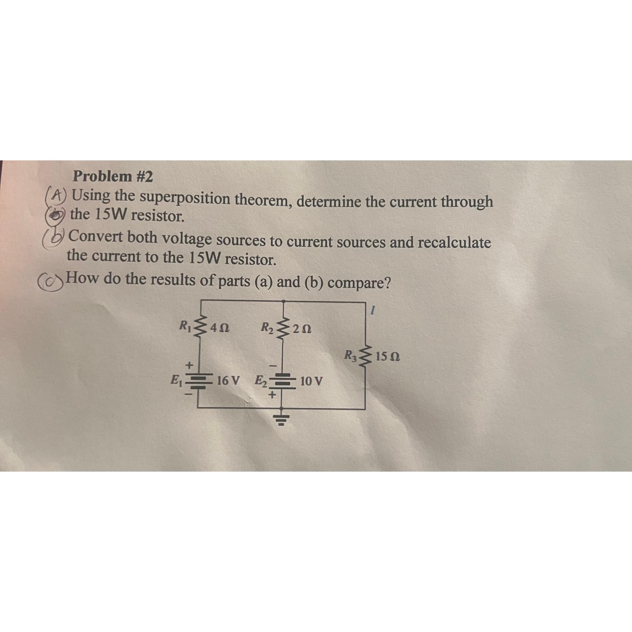 Solved Problem 2 A ﻿using The Superposition Theorem