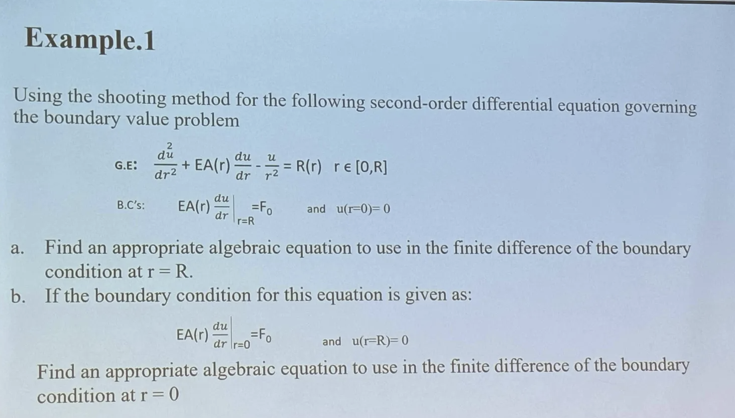 Example. 1Using the shooting method for the following | Chegg.com