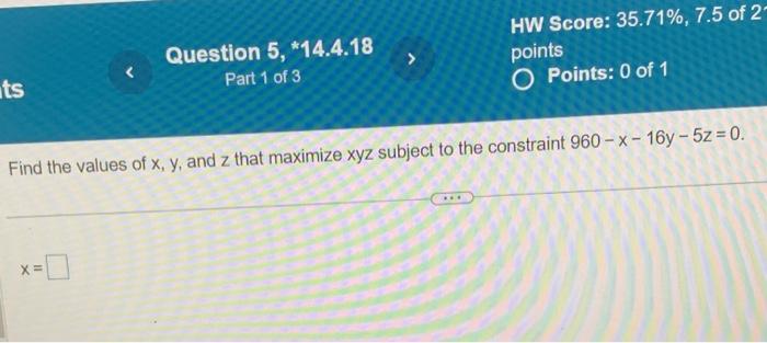 Solved Find the values of x,y, and z that maximize xyz | Chegg.com