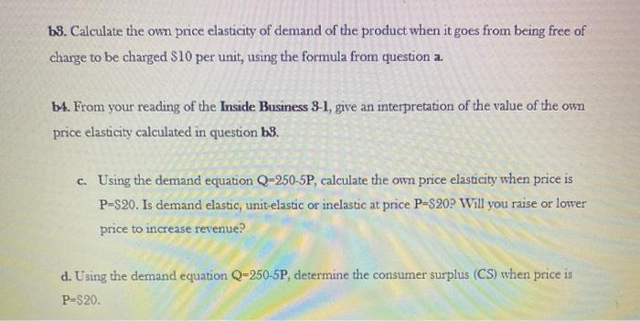 Solved 63. Calculate the own price elasticity of demand of | Chegg.com