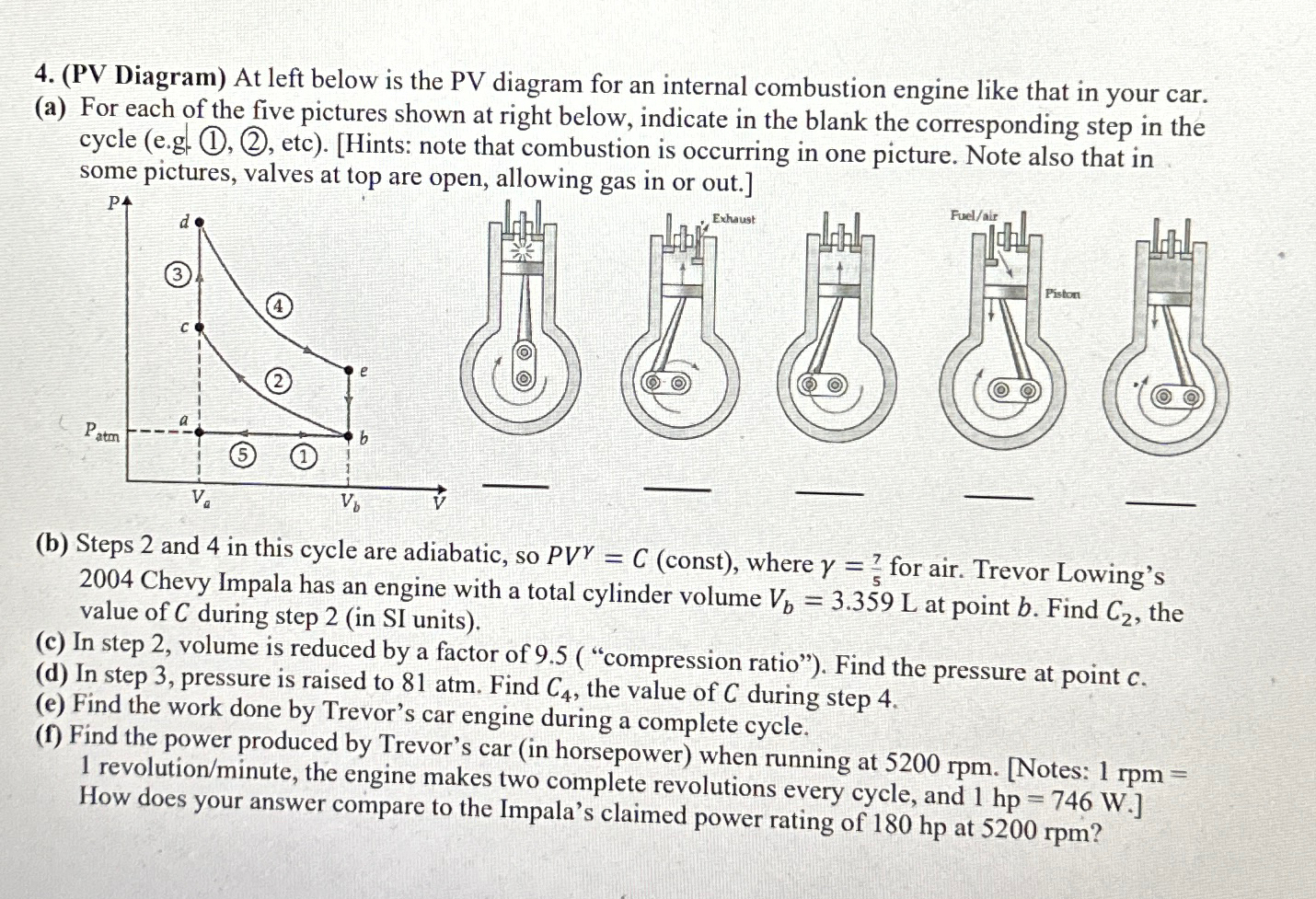 Solved (PV Diagram) ﻿At left below is the PV diagram for an | Chegg.com