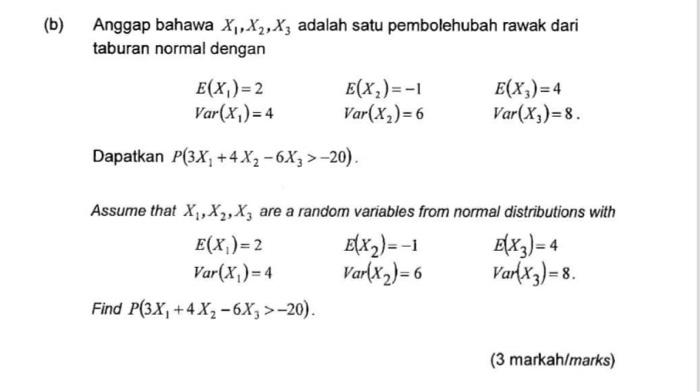 Solved Anggap bahawa X1,X2,X3 adalah satu pembolehubah rawak | Chegg.com