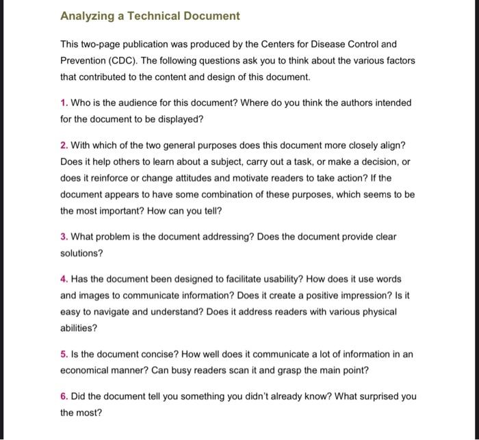 Analyzing a Technical Document This two-page | Chegg.com