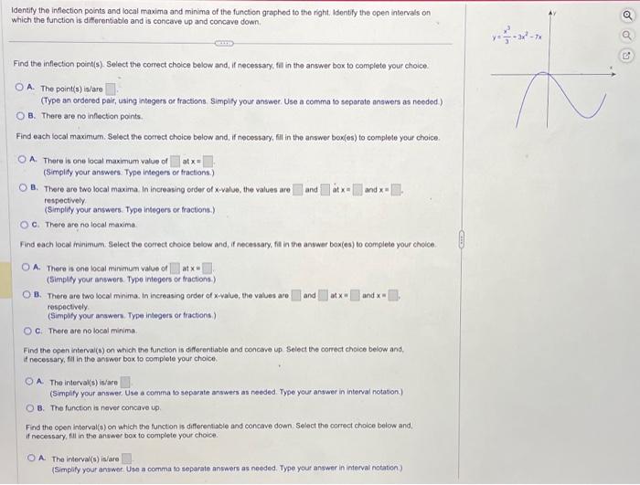 Solved Identify the inflection points and local maxima and | Chegg.com
