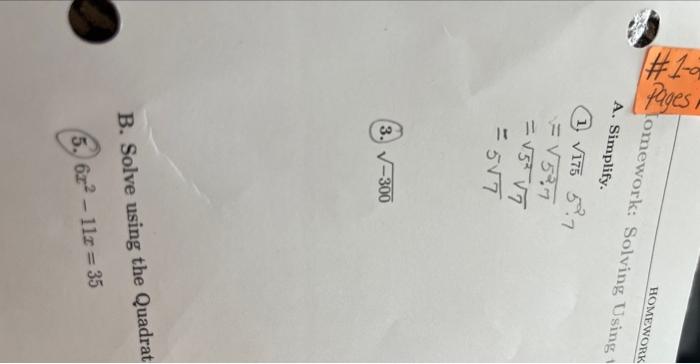 Solved HOMEWORK Tomework: Solving Using A. Simplify, (1) | Chegg.com