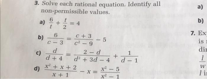 Solved 3. Solve each rational equation. Identify all | Chegg.com