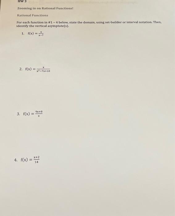 Solved Zooming in on Rational Functions! Rational Functions | Chegg.com