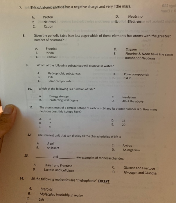 Solved 7. This subatomic particle has a negative charge and | Chegg.com