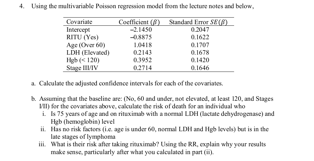 Using the multivariable Poisson regression model from | Chegg.com