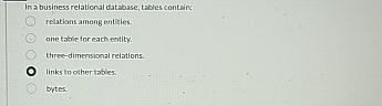 Solved In a business relational database, tables | Chegg.com