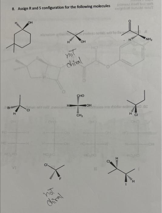Solved 8. Assign R and S configuration for the following | Chegg.com