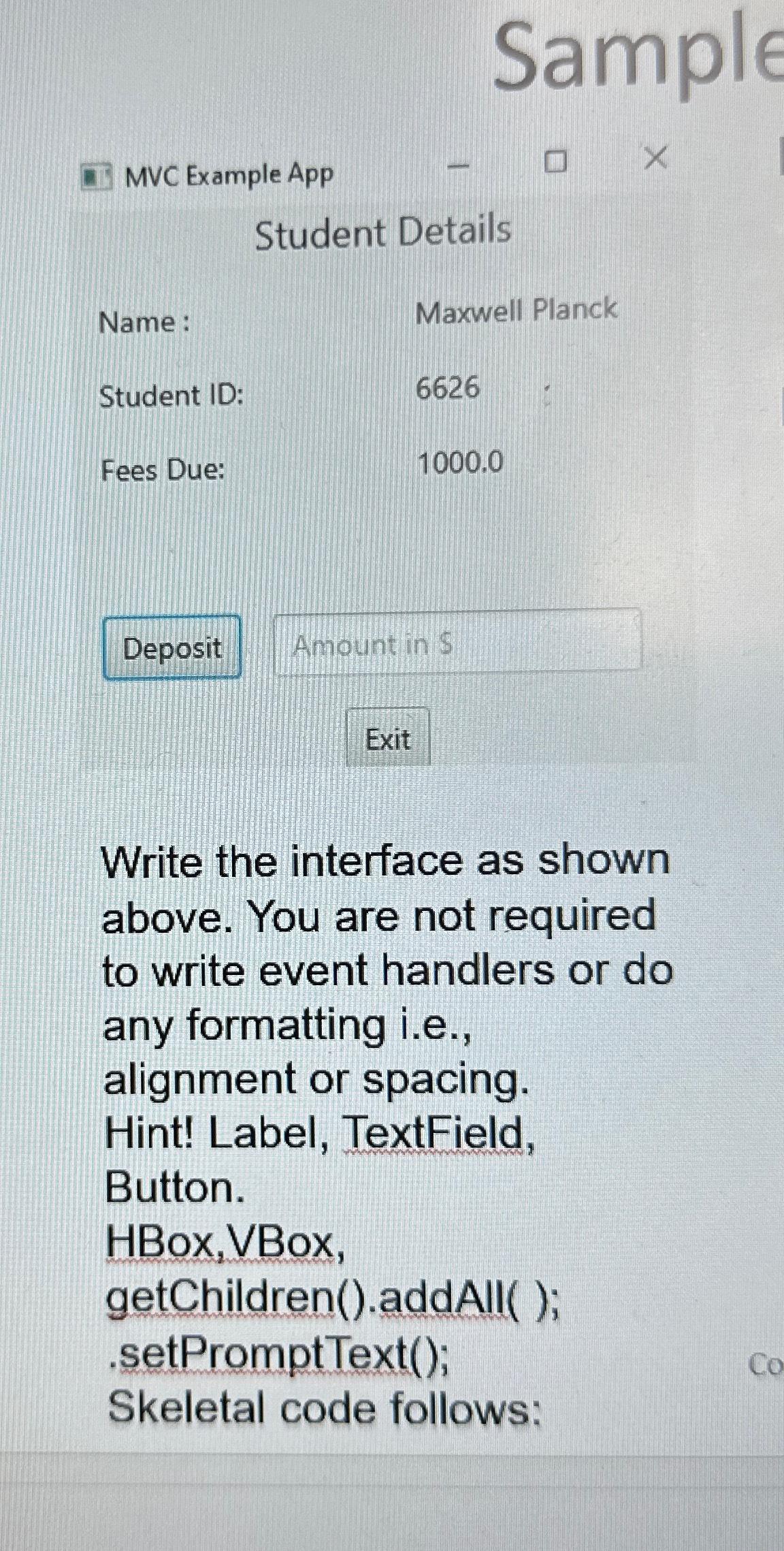 Solved SampleMVC Example AppStudent DetailsName :Maxwell | Chegg.com
