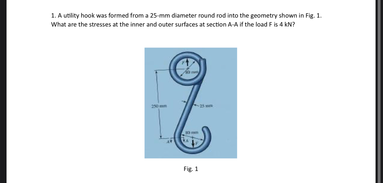 Solved A utility hook was formed from a 25-mm ﻿diameter | Chegg.com