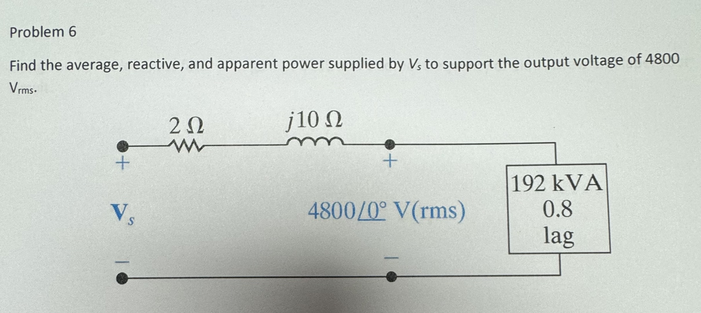 Solved Problem 6Find the average, reactive, and apparent | Chegg.com