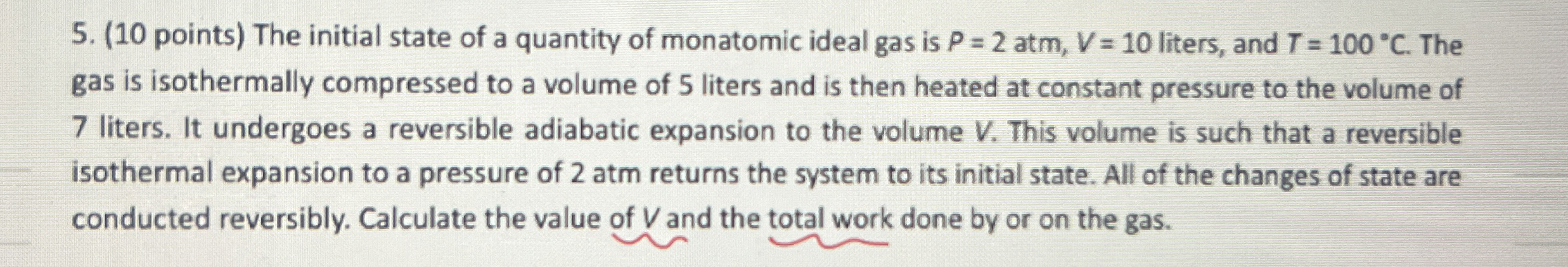 Solved (10 ﻿points) ﻿The initial state of a quantity of | Chegg.com