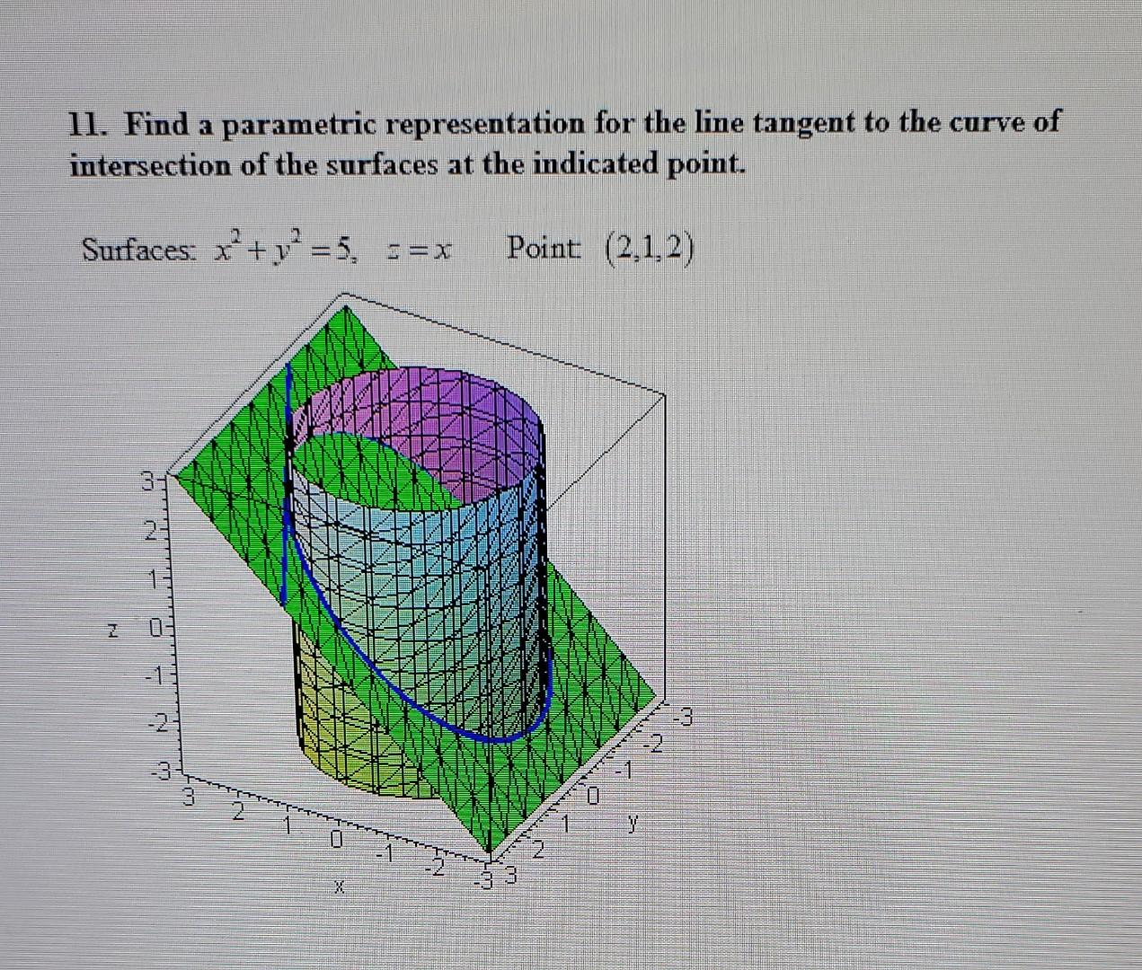 Solved 11. Find a parametric representation for the line | Chegg.com