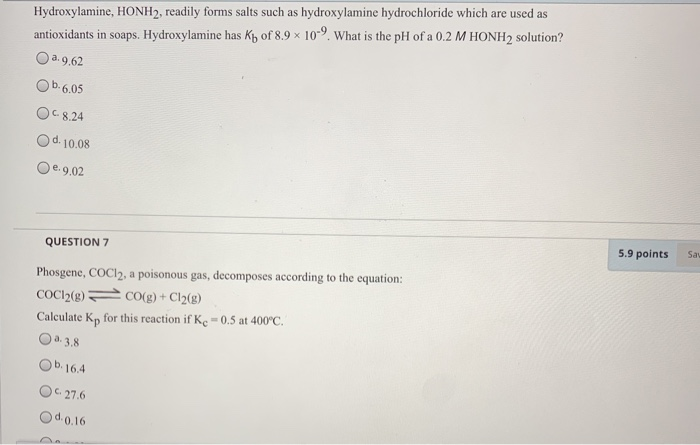 Solved Hydroxylamine, HONH2, readily forms salts such as | Chegg.com