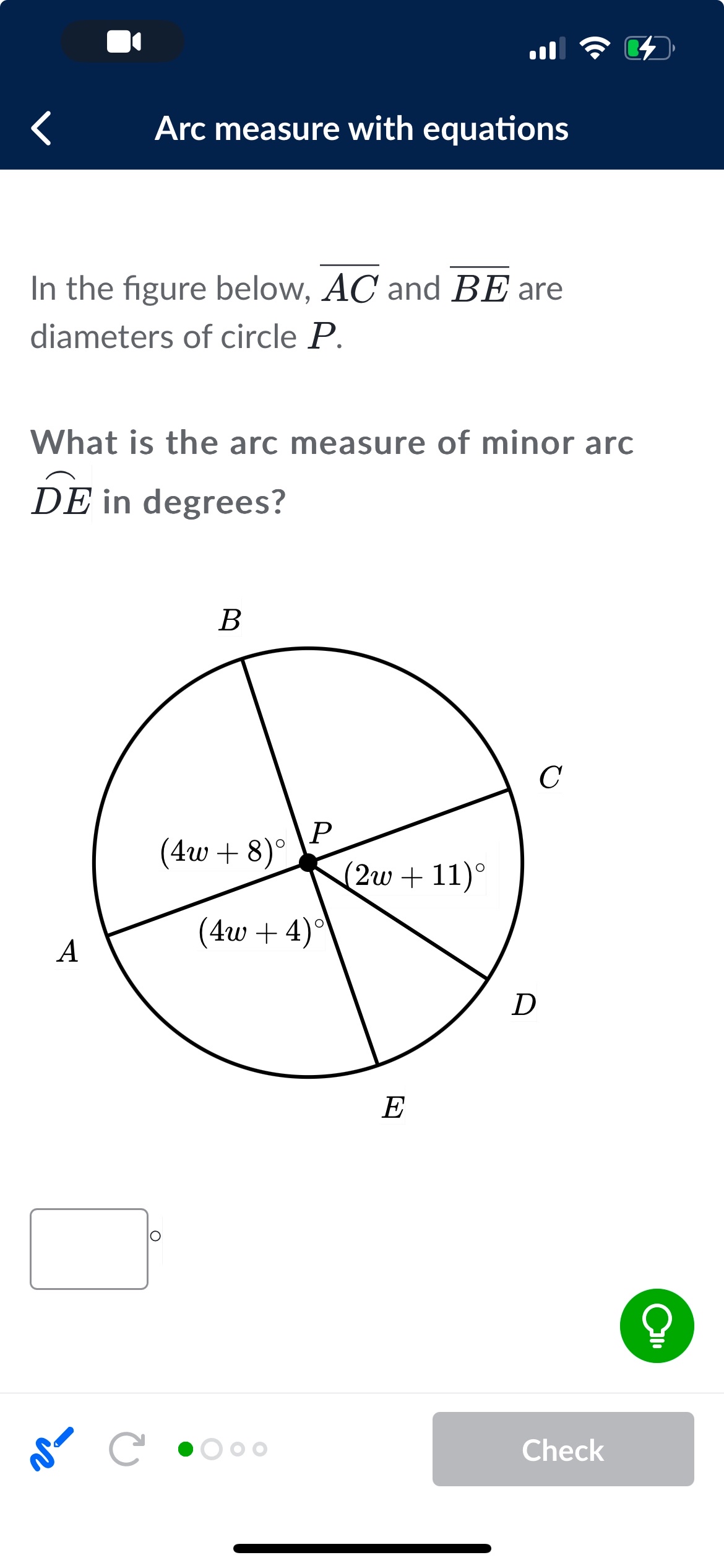 Solved Arc measure with equationsIn the figure below, | Chegg.com