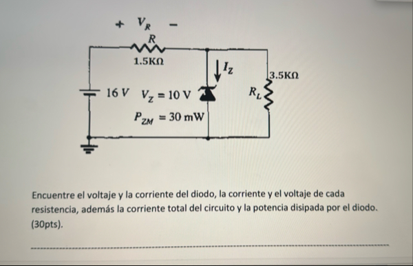 Solved Encuentre el voltaje y la corriente del diodo, la | Chegg.com
