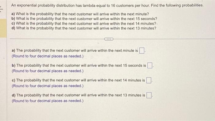 Solved An exponential probability distribution has lambda | Chegg.com
