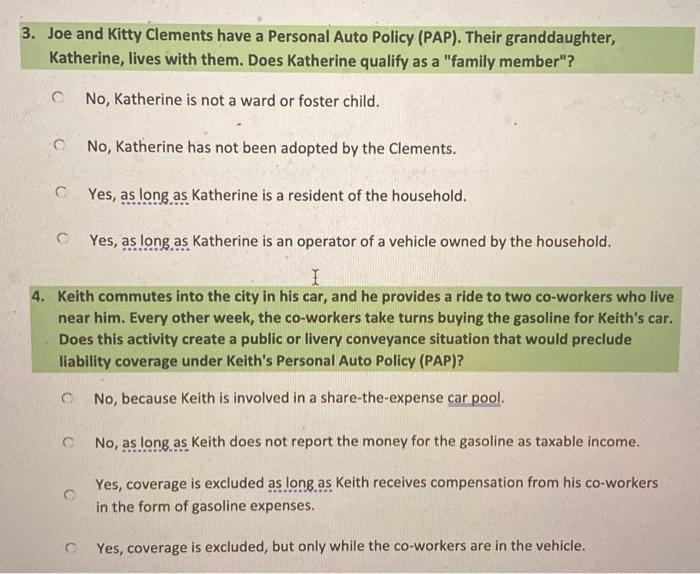 Solved Joe and Kitty Clements have a Personal Auto Policy | Chegg.com