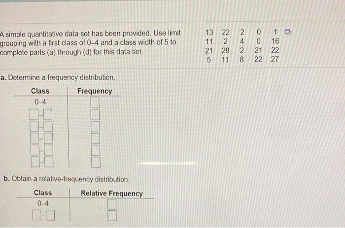 Solved A simple quantitative data set has been provided. Use | Chegg.com